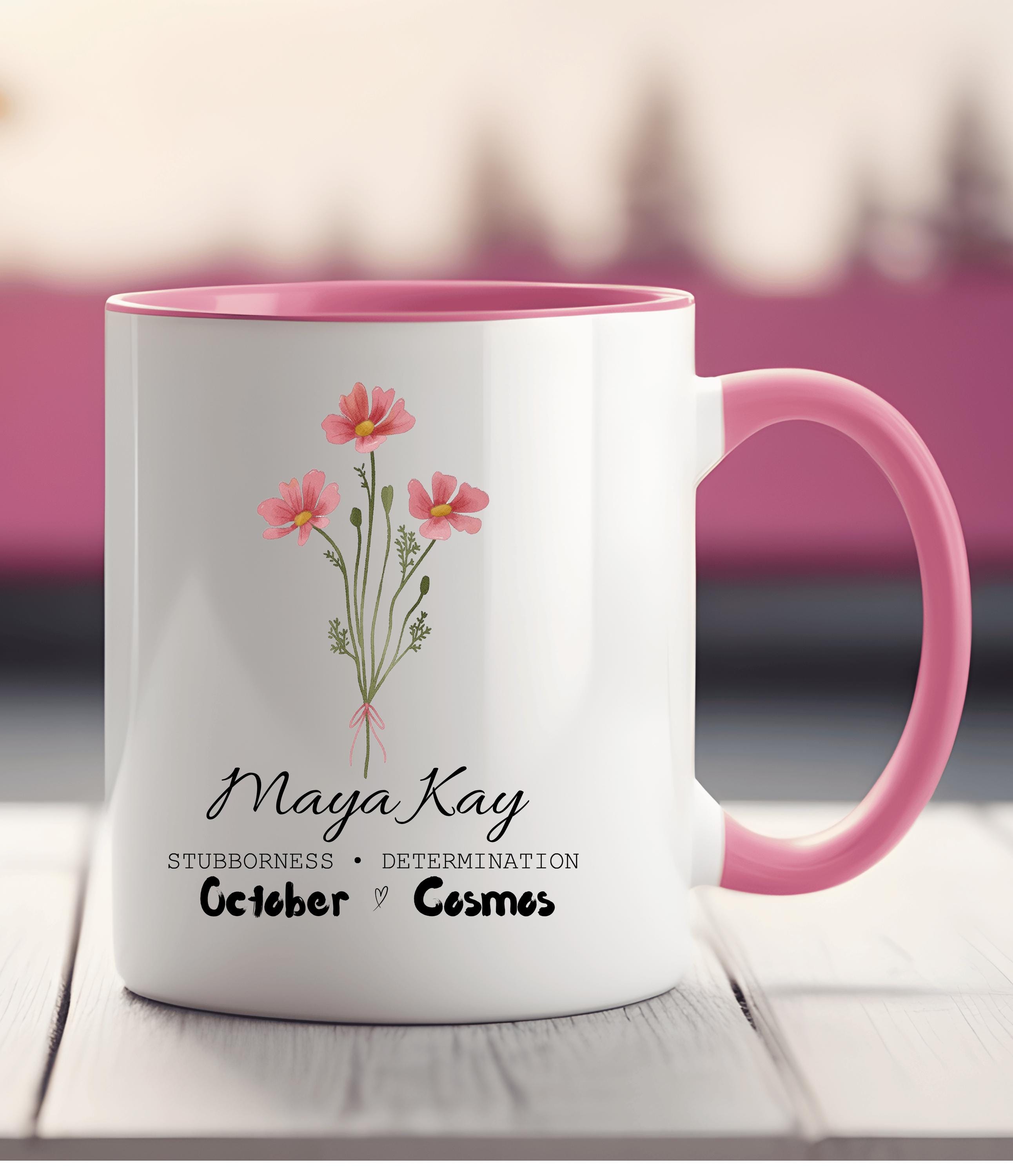 Birth Month October Flower Personalization Colorful Ceramic Mug,birth ...