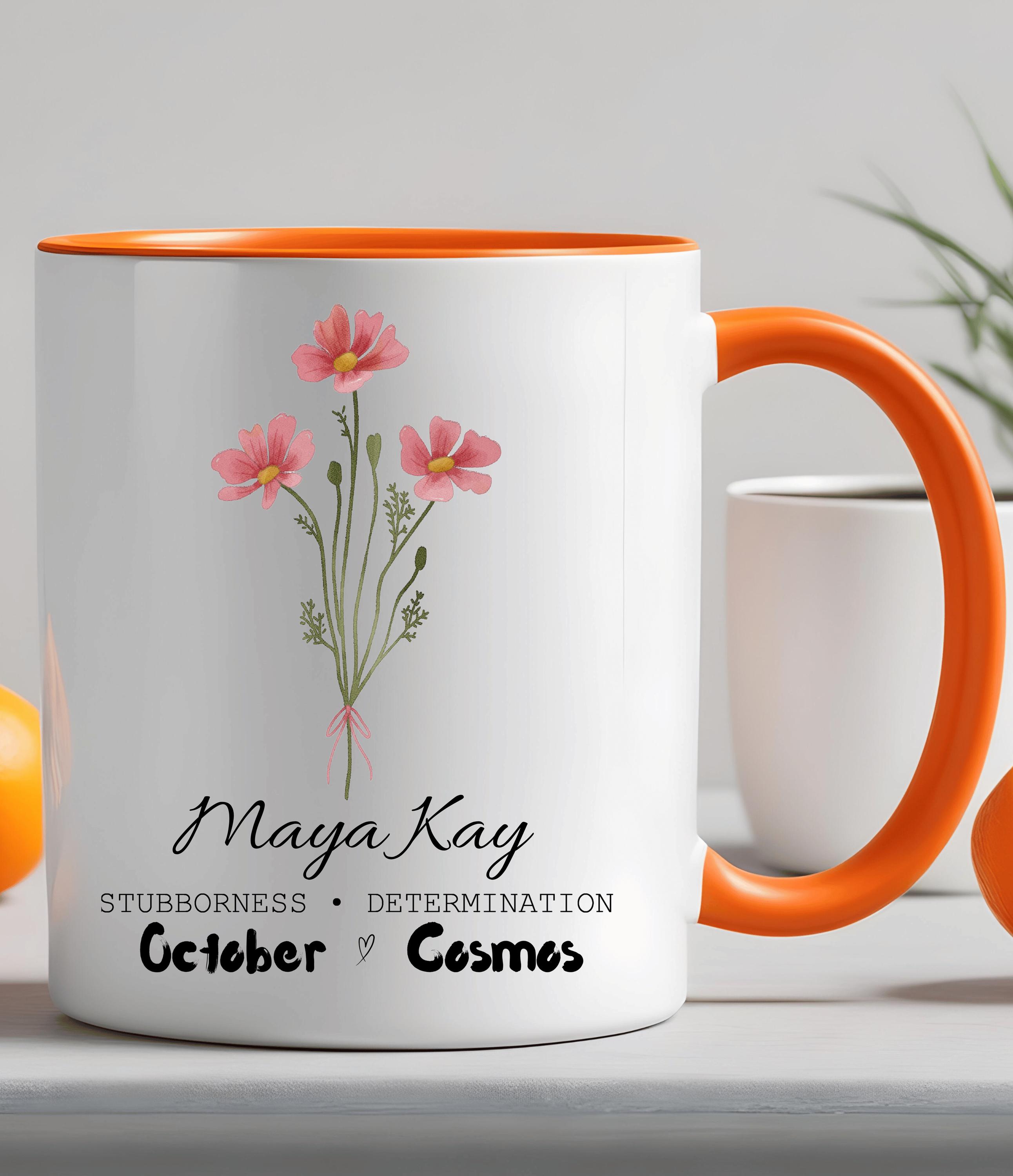 Birth Month October Flower Personalization Colorful Ceramic Mug,birth ...
