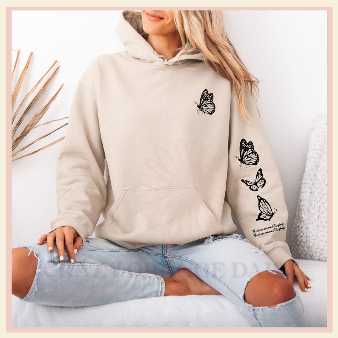 Butterfly Hoodie, Custom Sleeve Design, Nature Lover Clothing - Etsy