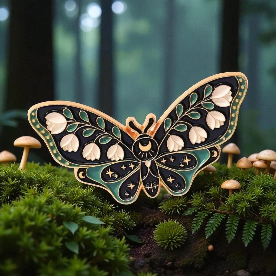 Elegant Moth Enamel Pin: Mystical Lapel Accessory - Etsy