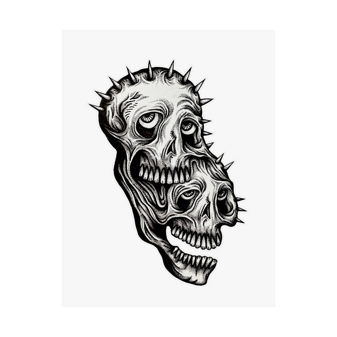 Two Skulls Stipple Art Print, Wall Art, Poster - Etsy