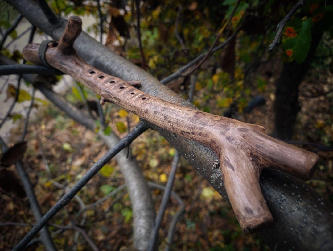 Native American Flute Made From a Curved, Knotted Ash Branch in the Key ...