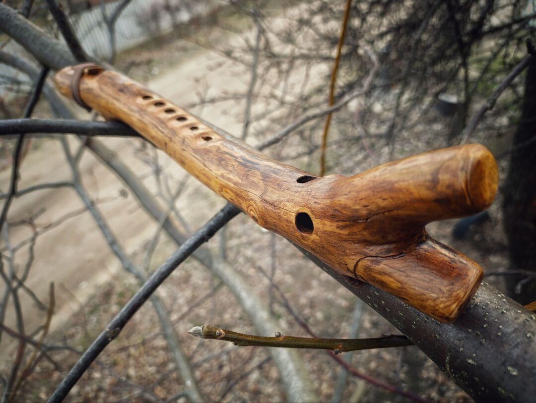 Native American Flute Made From a Curved Knotted Ash Branch in the Key ...