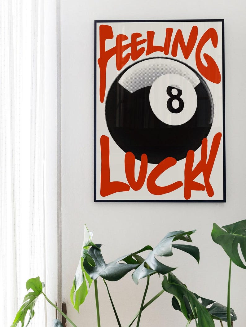 Feeling Lucky 8 Ball Poster: Retro Gaming Wall Art - Etsy