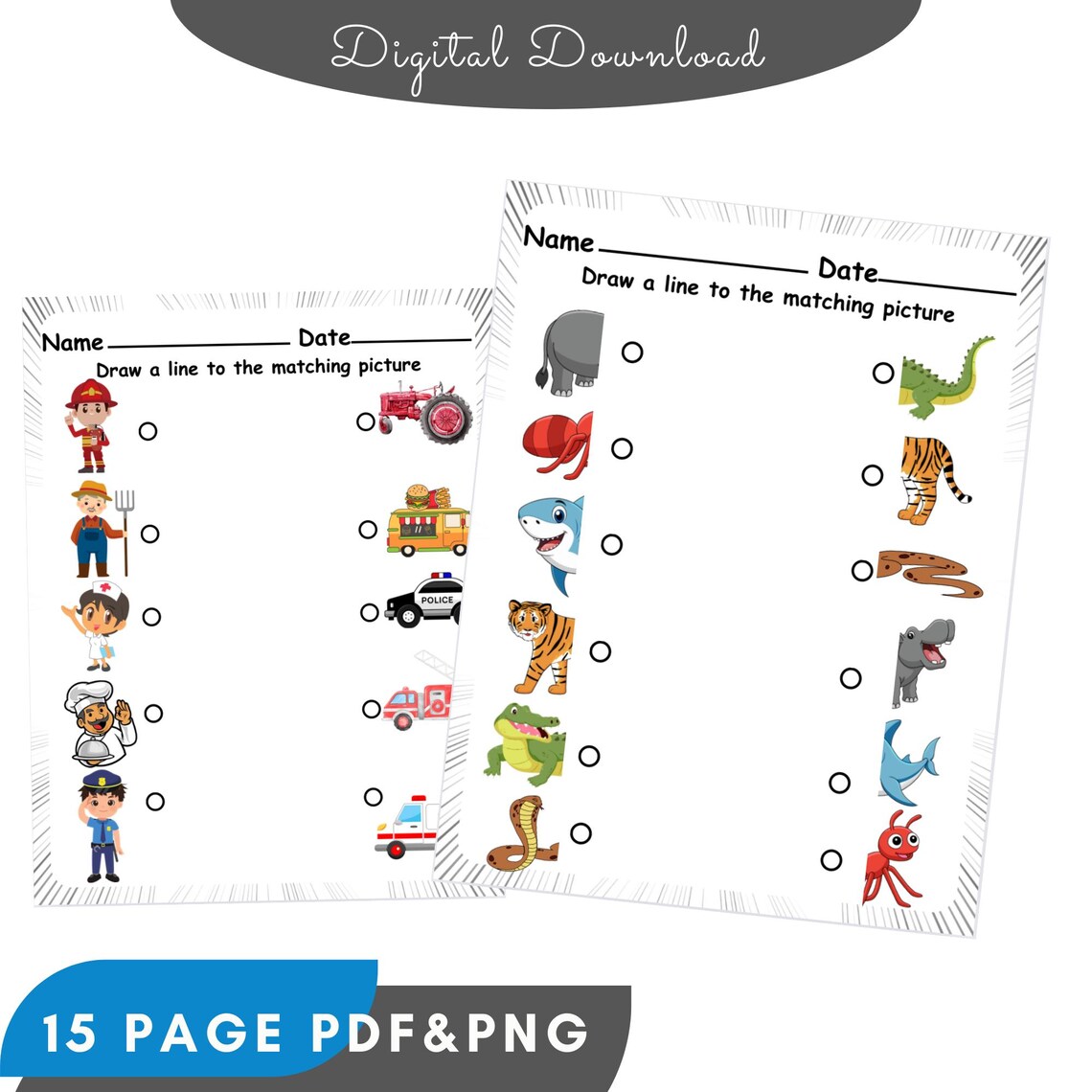 Printable Matching Worksheets, Match the Picture ,kindergarten ...