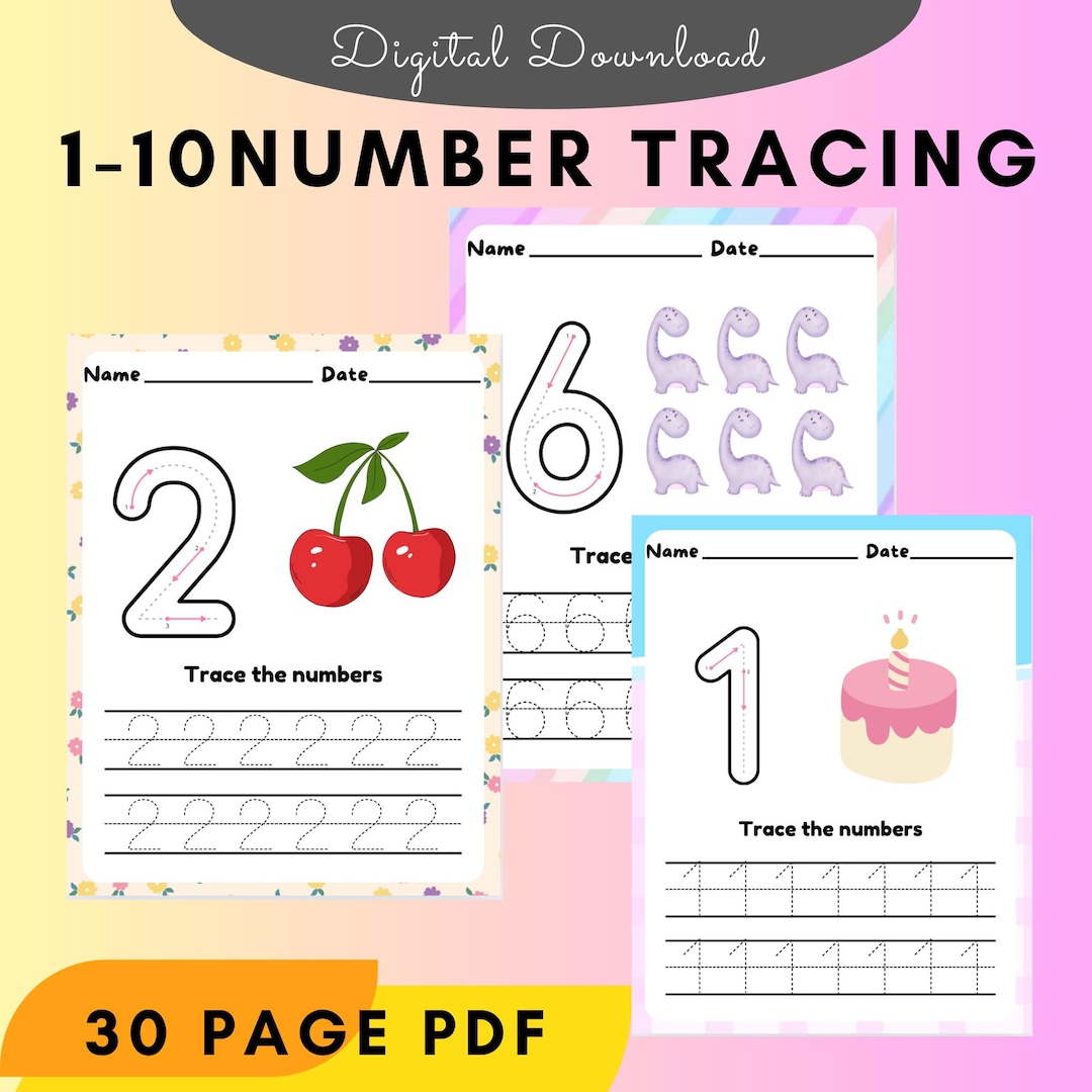 Numbers Tracing 1- 10 Worksheets and Activities Perfect for Handwriting ...