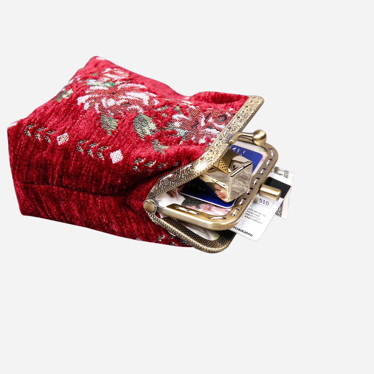 Handsewn Carpet Coin Purse-vintage Double Kiss Lock Wallet-ball Snap ...