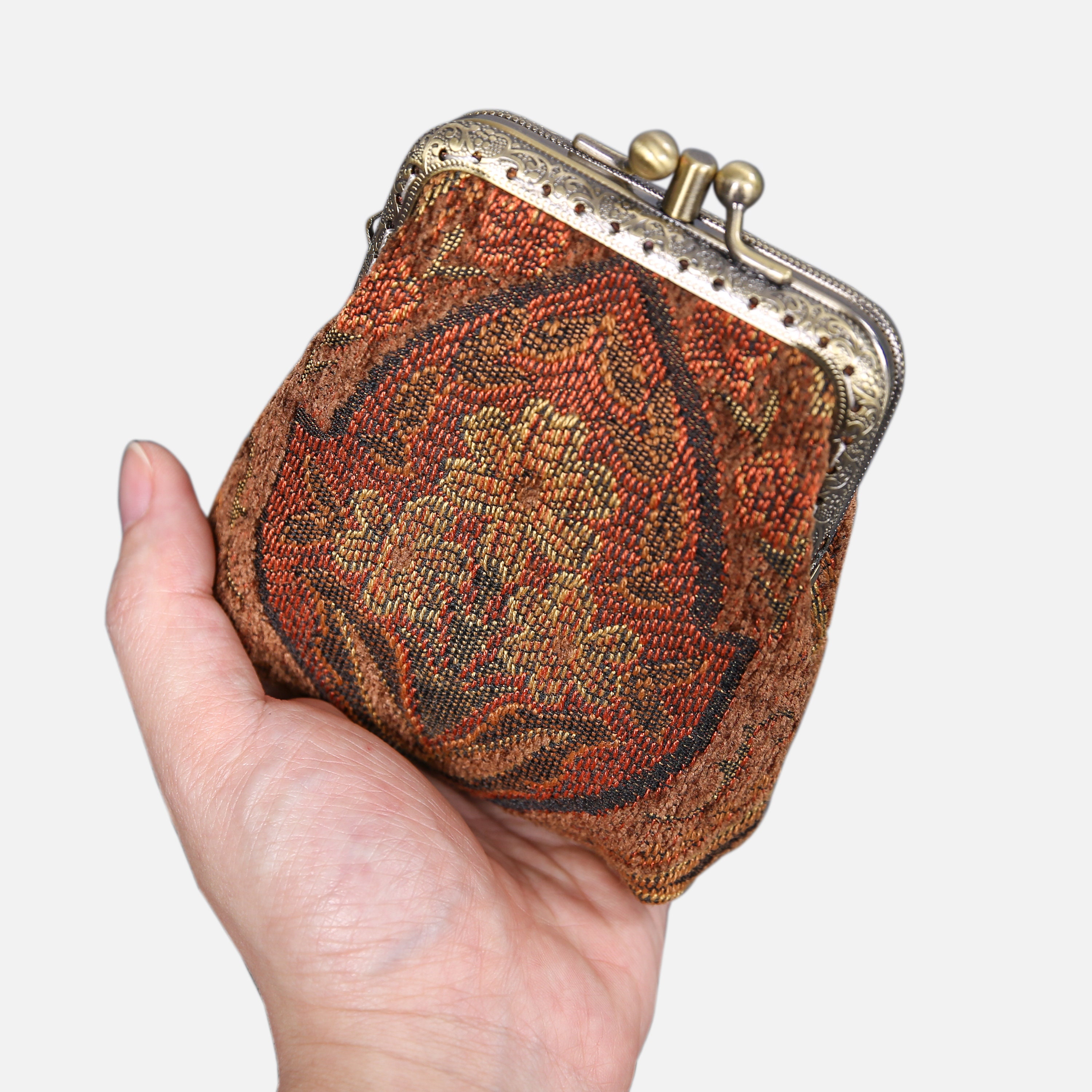 Handsewn Carpet Coin Purse-vintage Double Kiss Lock Wallet-ball Snap ...