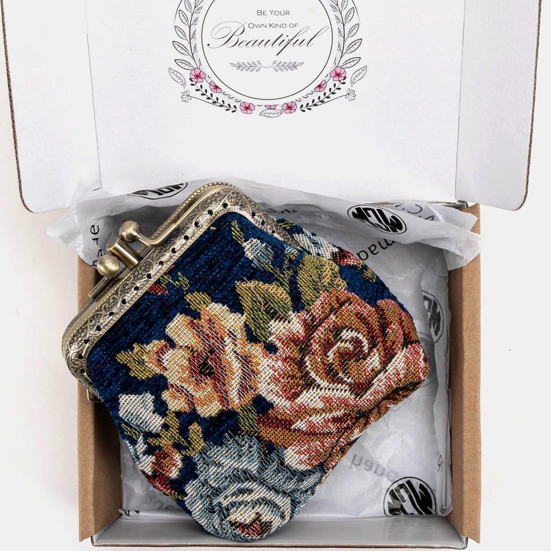 Handsewn Carpet Coin Purse-vintage Double Kiss Lock Wallet-ball Snap ...