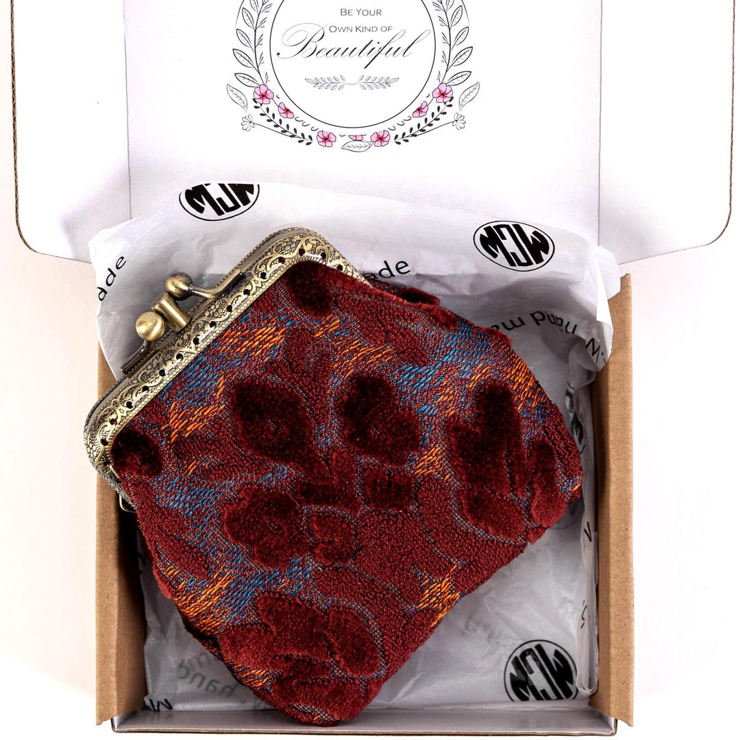 Handsewn Carpet Coin Purse-vintage Double Kiss Lock Wallet-ball Snap ...