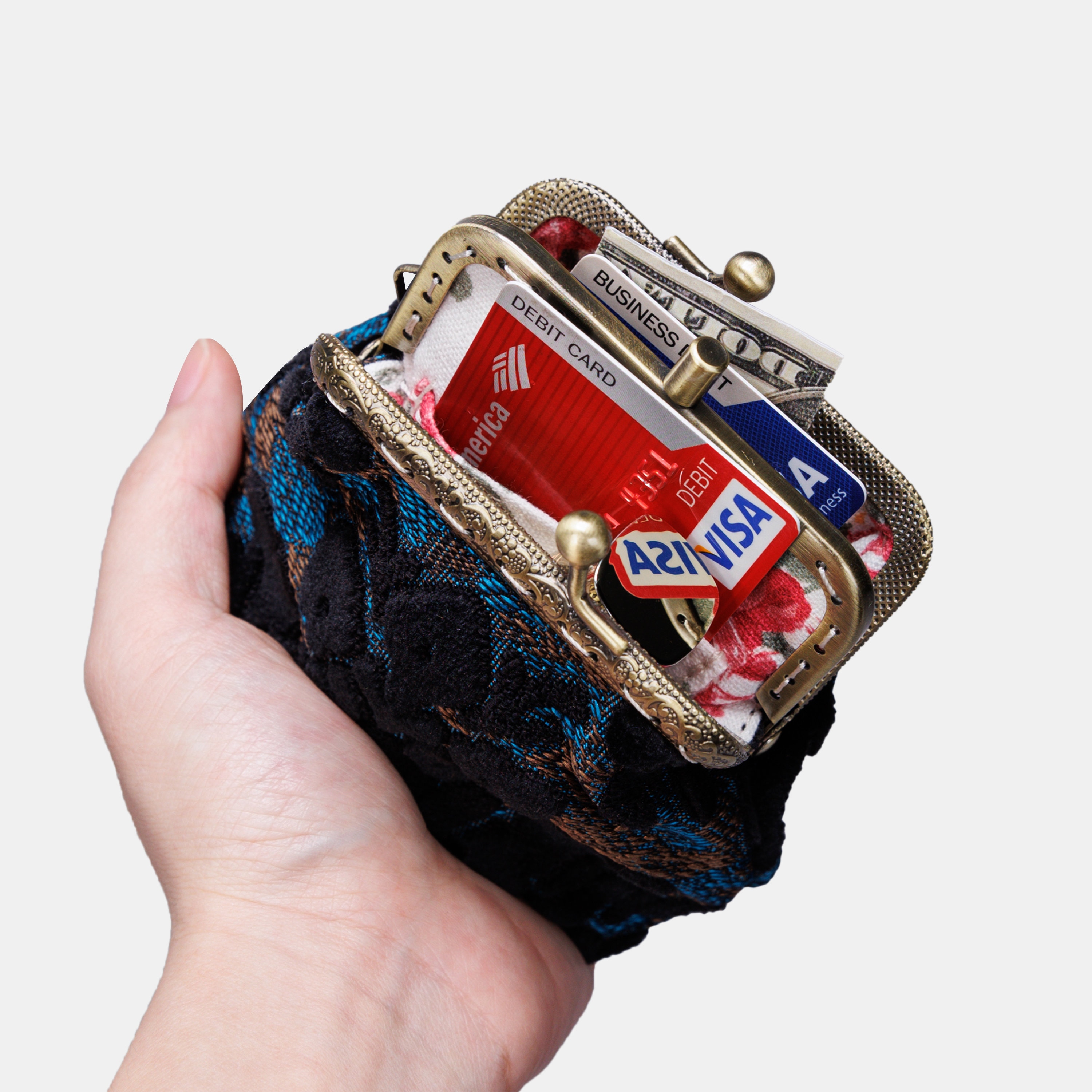 Handsewn Carpet Coin Purse-vintage Double Kiss Lock Wallet-ball Snap ...