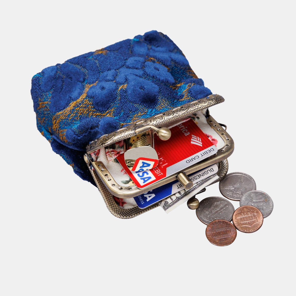 Handsewn Carpet Coin Purse-vintage Double Kiss Lock Wallet-ball Snap ...