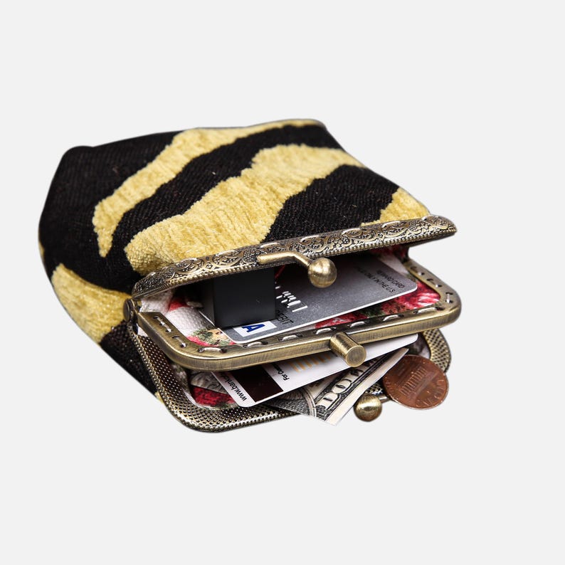 Handsewn Carpet Coin Purse-vintage Double Kiss Lock Wallet-ball Snap ...