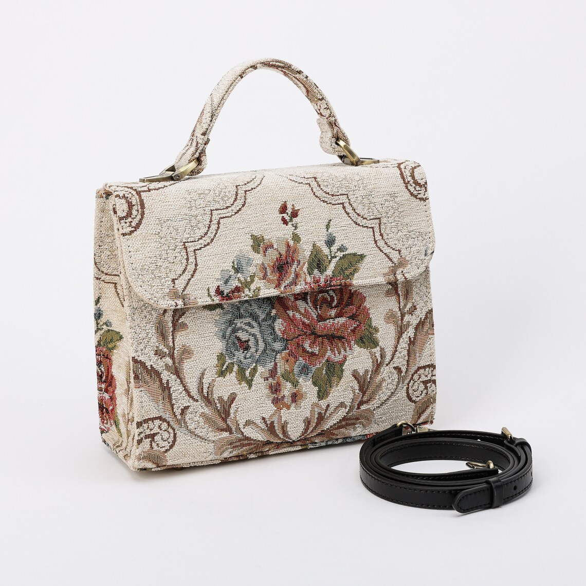 Handcrafted Carpetbag-top Handle Bag-satchel With Front Flap-shoulder ...