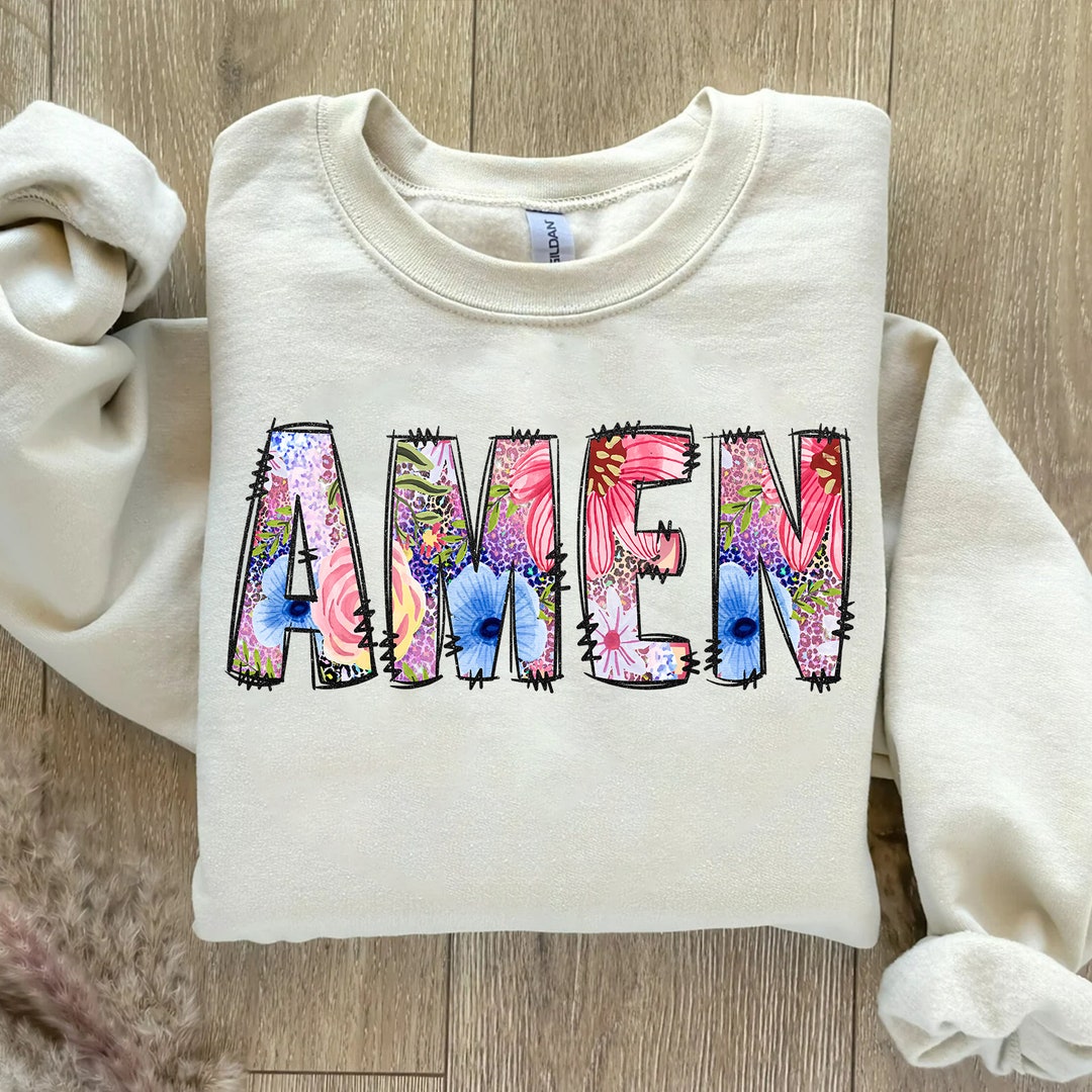 Amen Faux Embroidered Png, Amen Png, Easter Christian Png, Floral ...