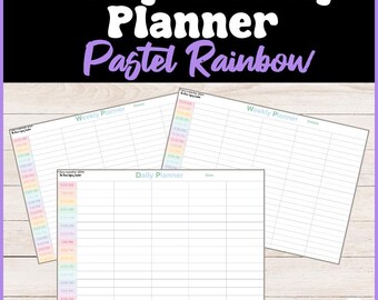 5 Printable Pastel Rainbow Weekly Schedules for Kids - Digital Download ...