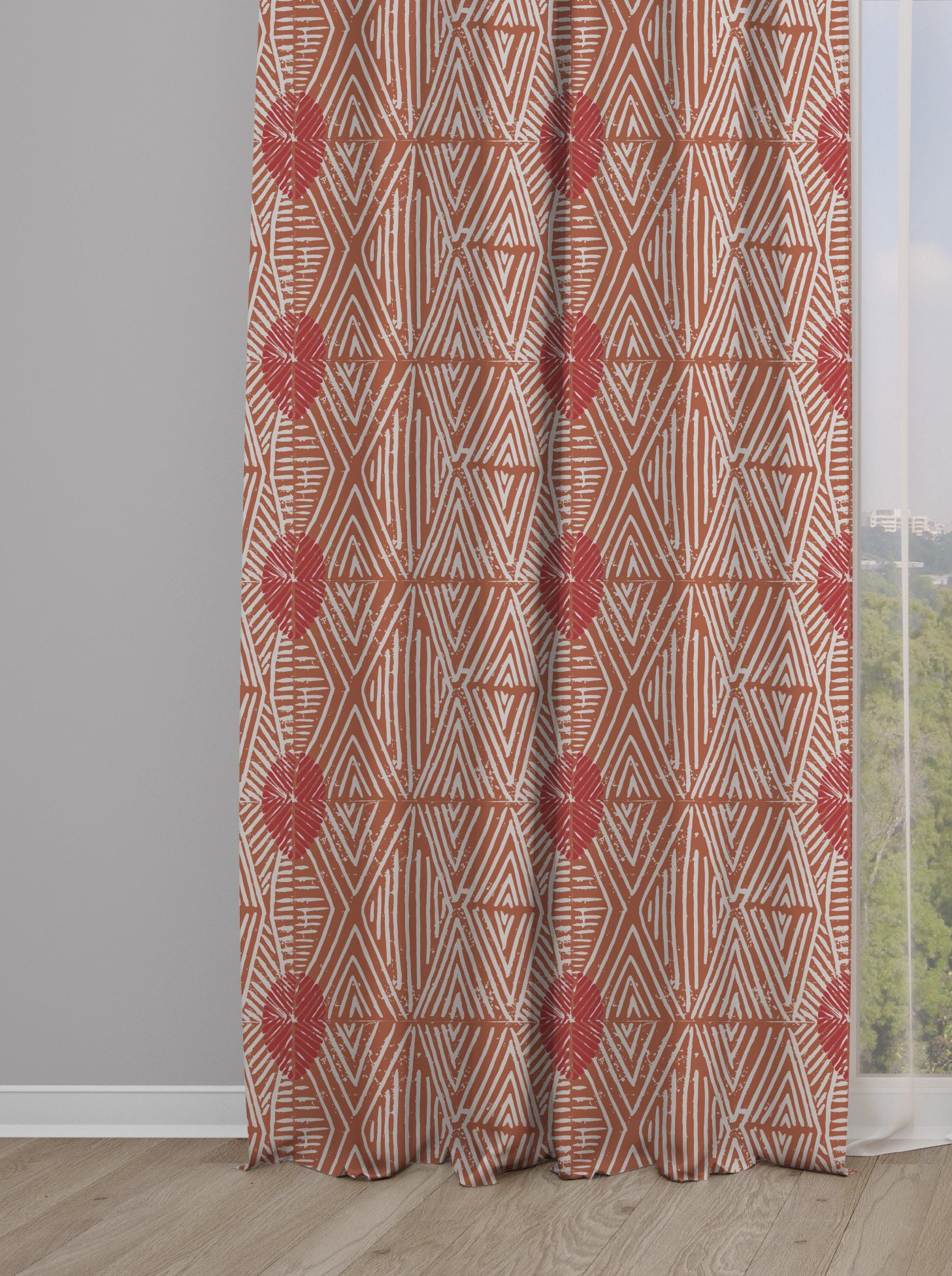 Red Blackout Curtains bohemian curtains African print | Etsy