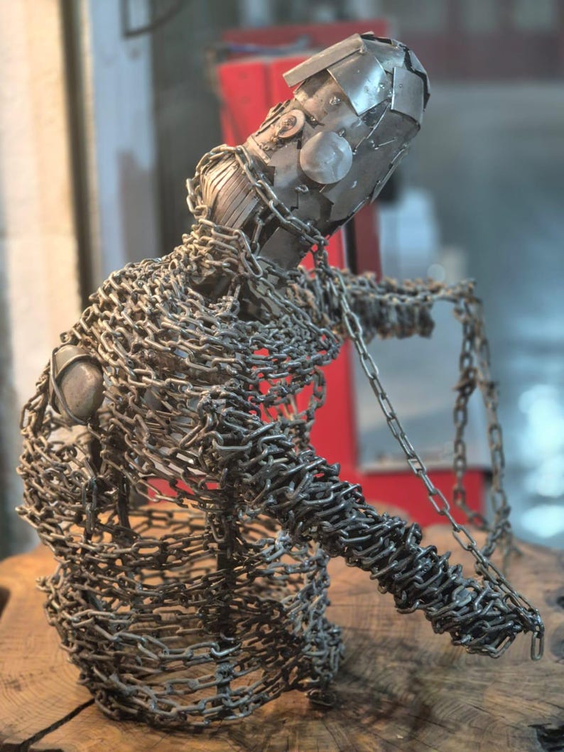 Dual Concept Steel Chain Sculpture – Resistance Vs. Surrender ...
