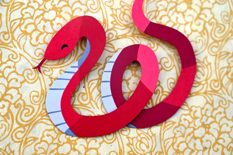 Snake Zodiac Animal Artwork, Lunar New Year Cutouts, Paper Art Print - Etsy