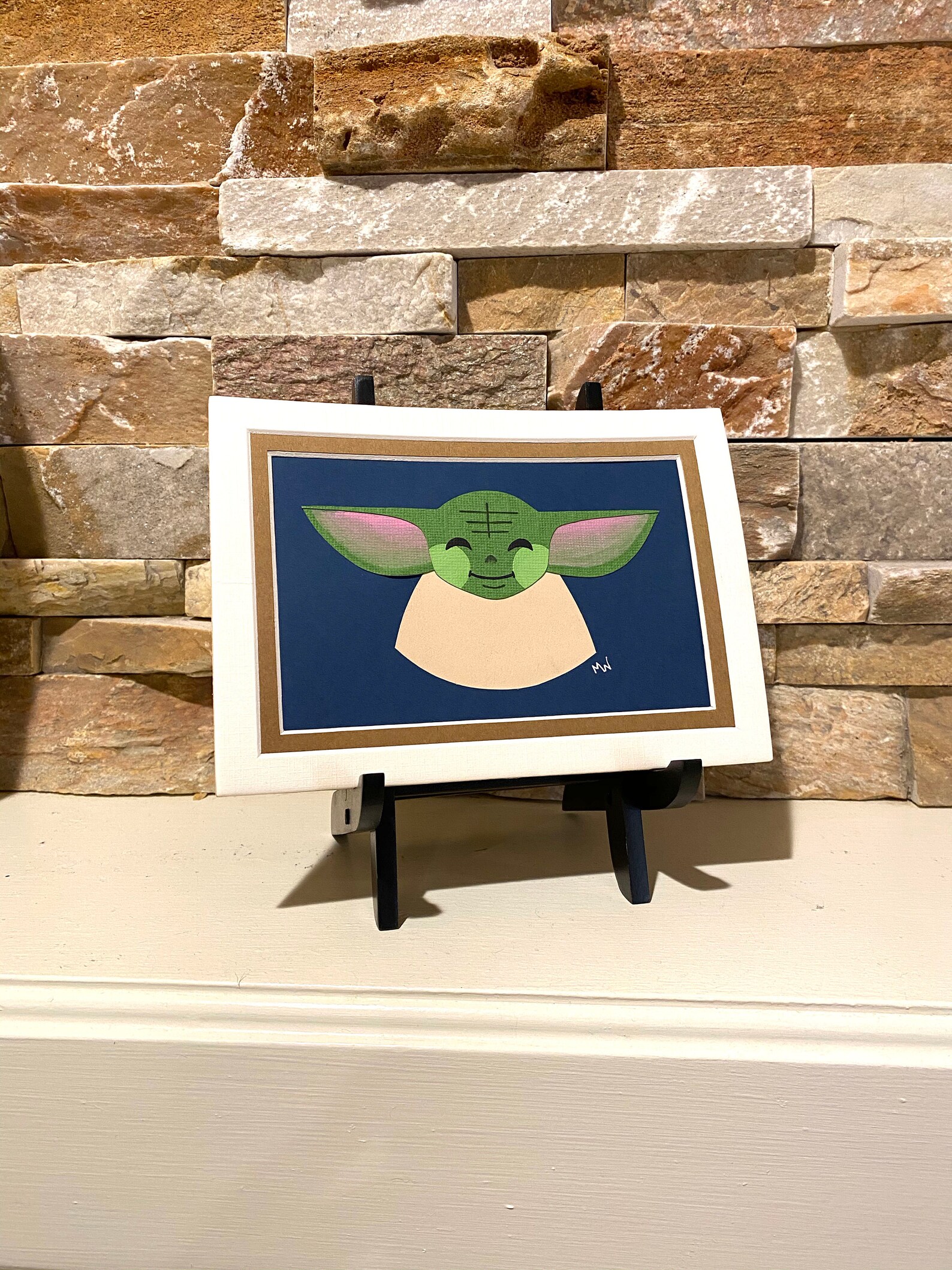 Baby Yoda Cutout, Handmade Paper Art, Baby Yoda Stocking Stuffer, Star ...