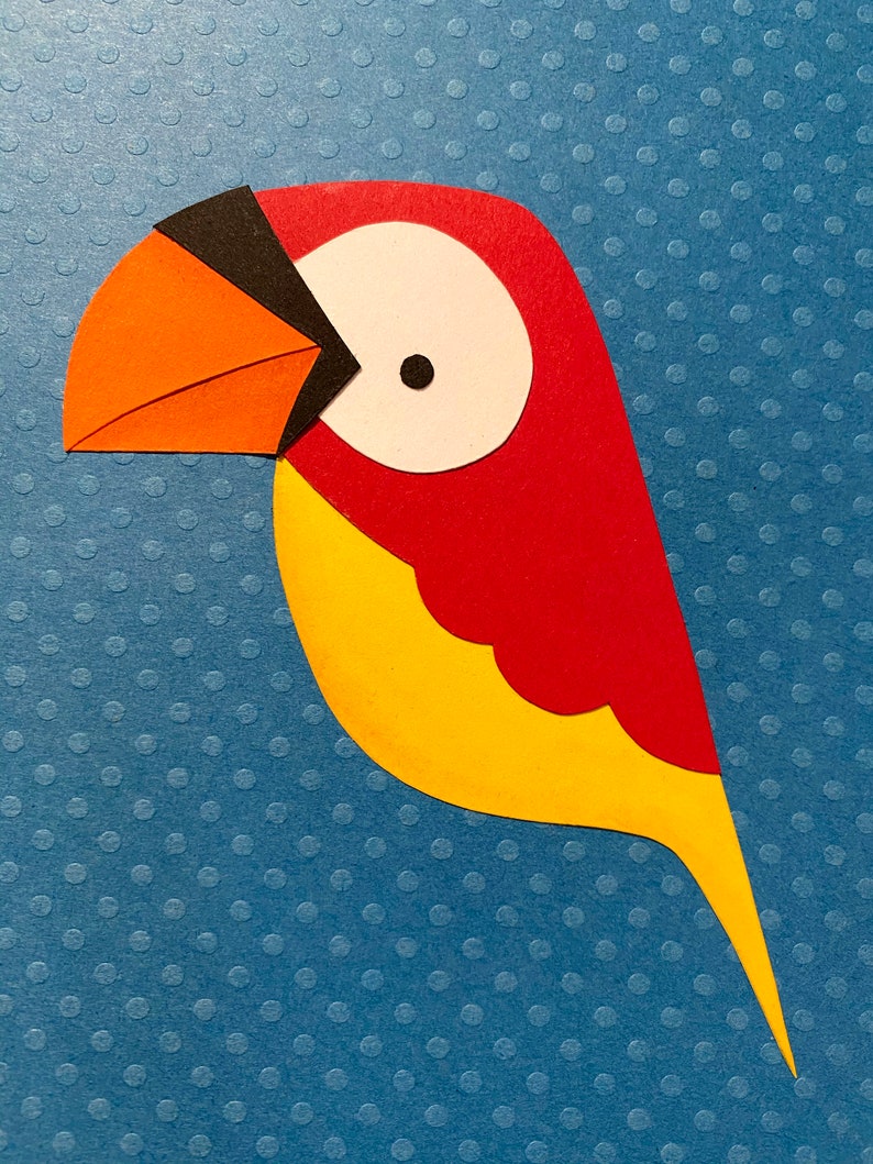 Little Red Macaw Cutout, Original Bird Paper Art, Handmade Illustration ...