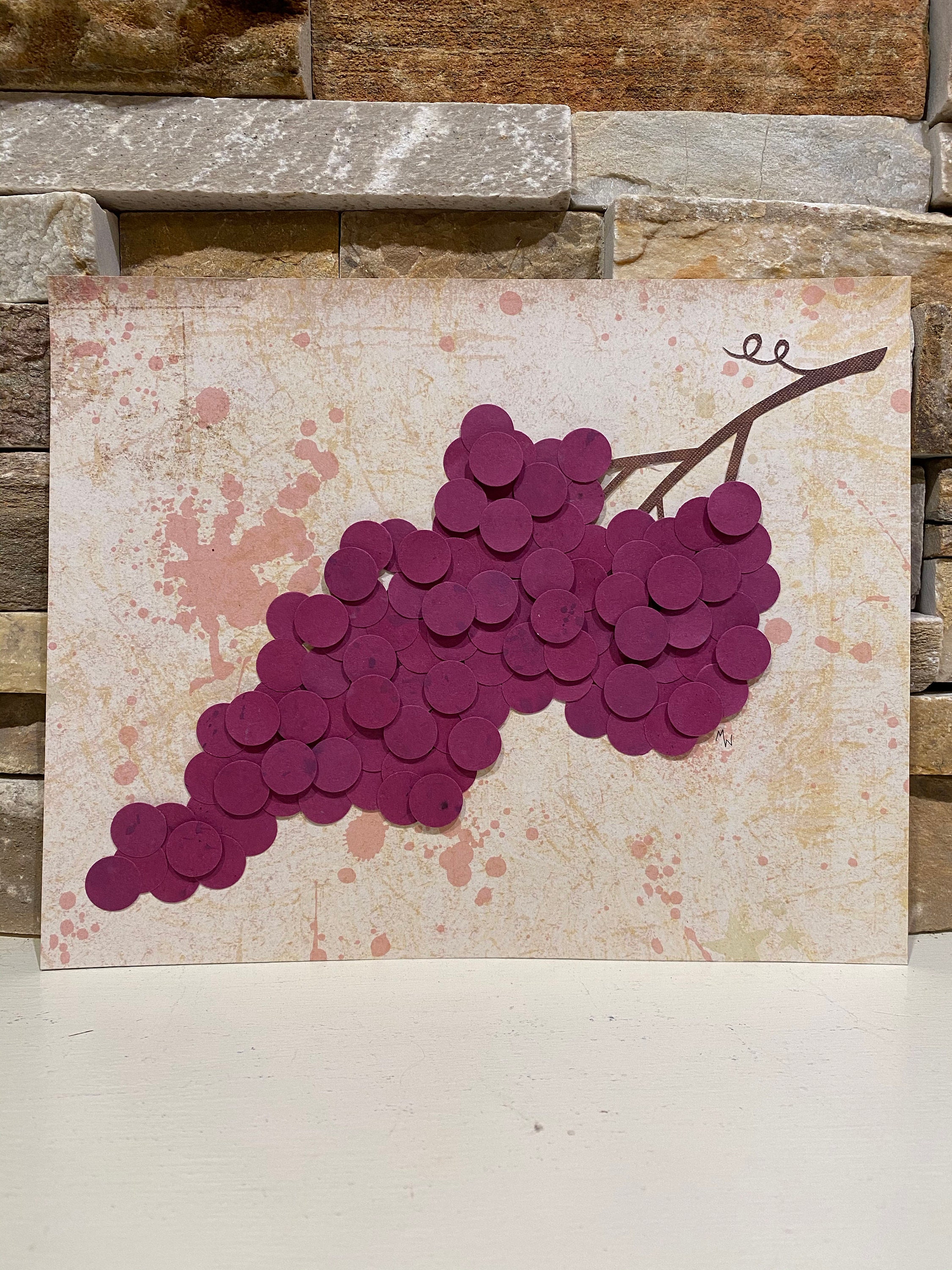 Grape Cutout Illustration, Handmade Kitchen Decor, Original Food Art ...