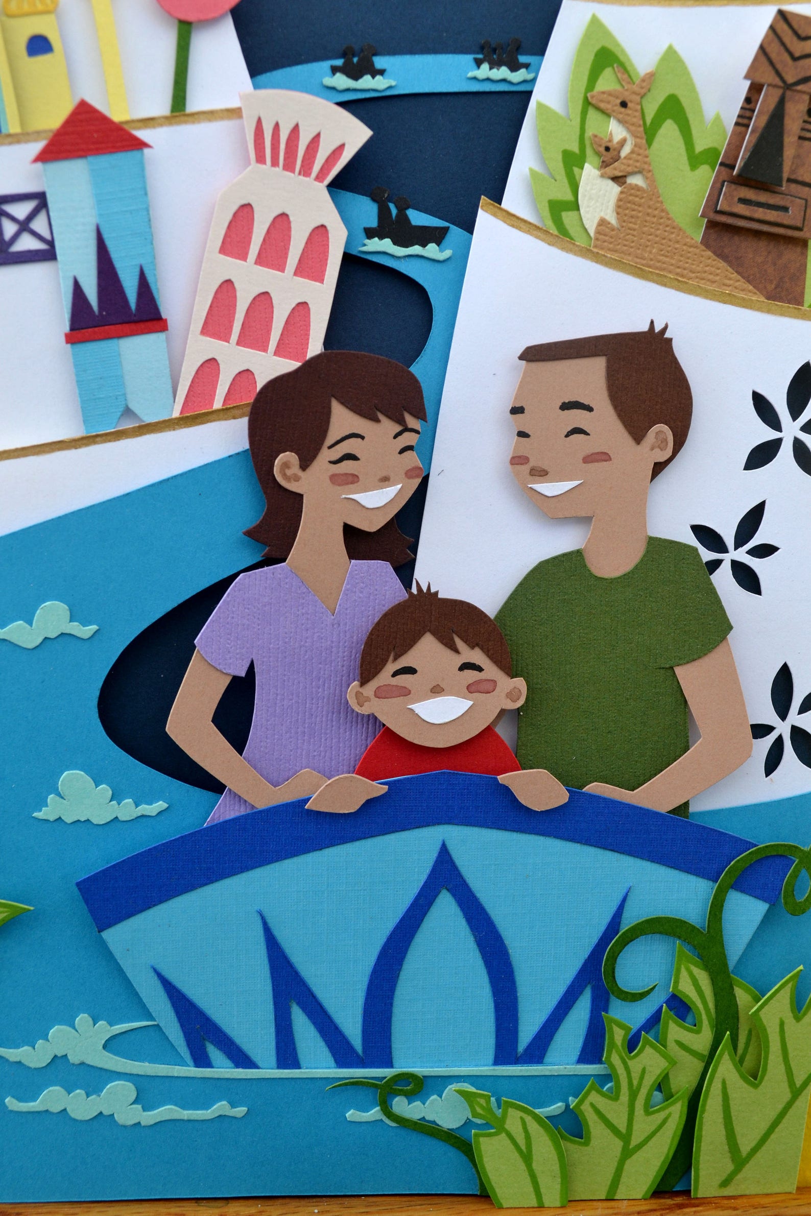 Small World Ride Paper Cutout Print, Family Illustration - Etsy