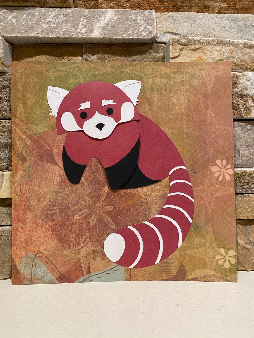 Red Panda Illustration, Animal Art, Original Cut Paper Art, Home Decor ...