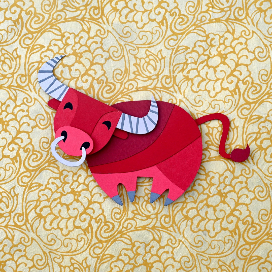 Ox Zodiac Animal Artwork, Lunar New Year Cutouts, Paper Art Print - Etsy