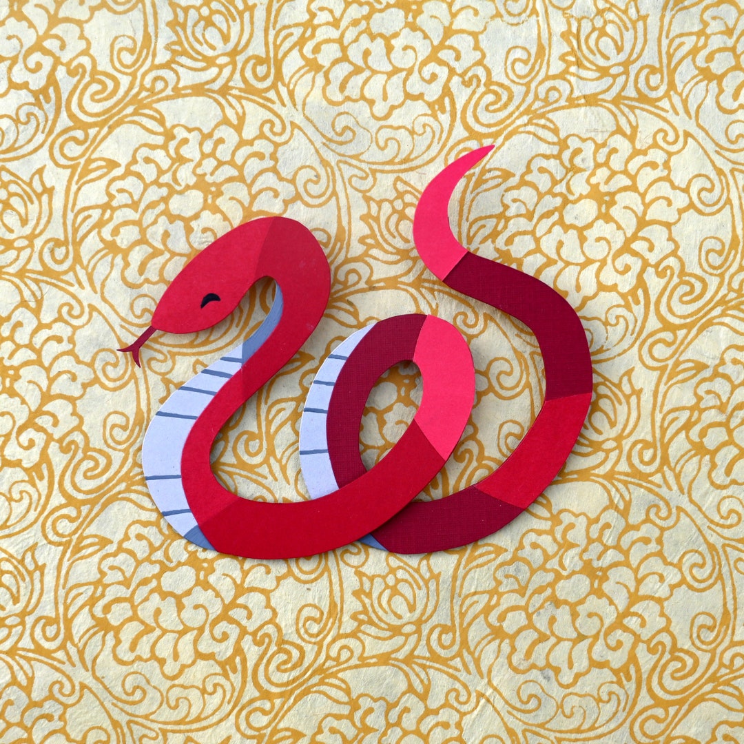 Snake Zodiac Animal Artwork, Lunar New Year Cutouts, Paper Art Print - Etsy