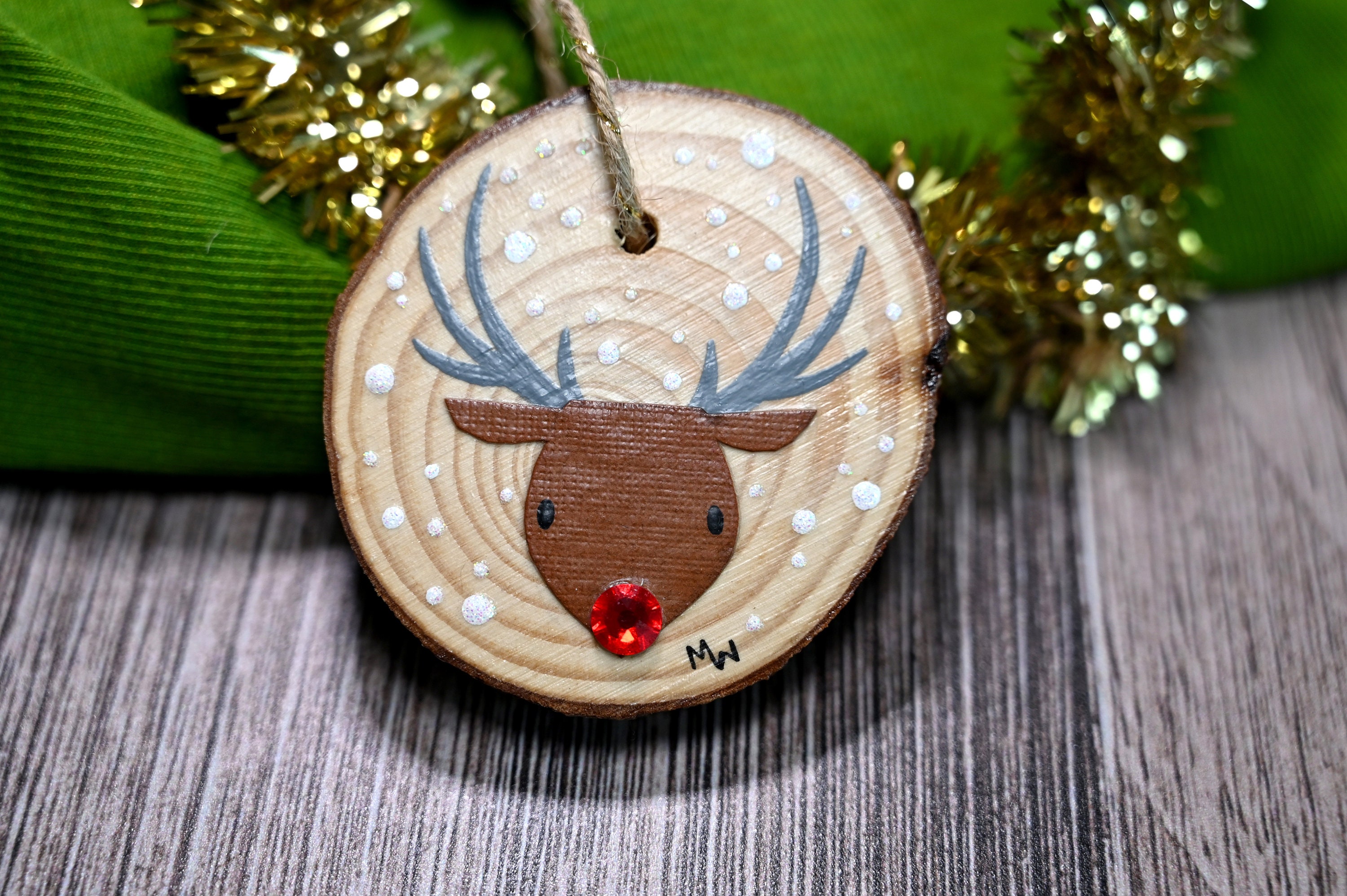 Rudolph Reindeer Reusable Gift Tag, Christmas Tree Ornaments, Handmade ...