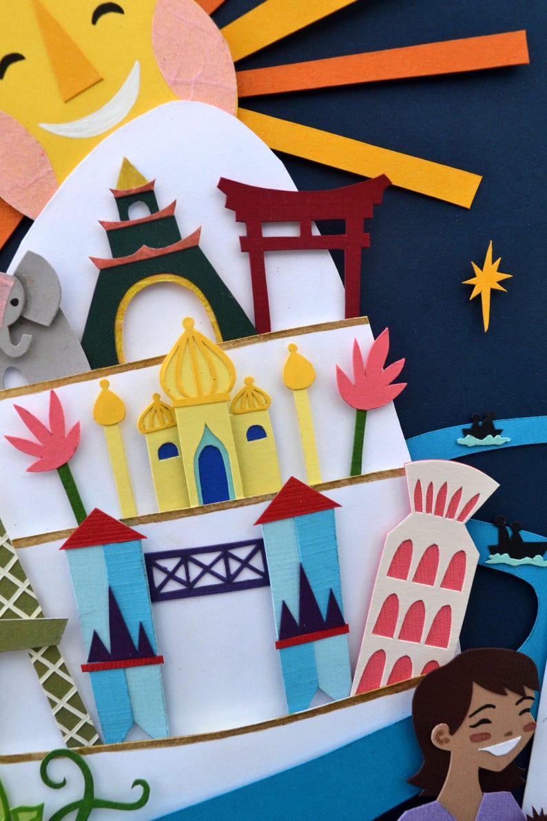 Small World Ride Paper Cutout Print, Family Illustration - Etsy