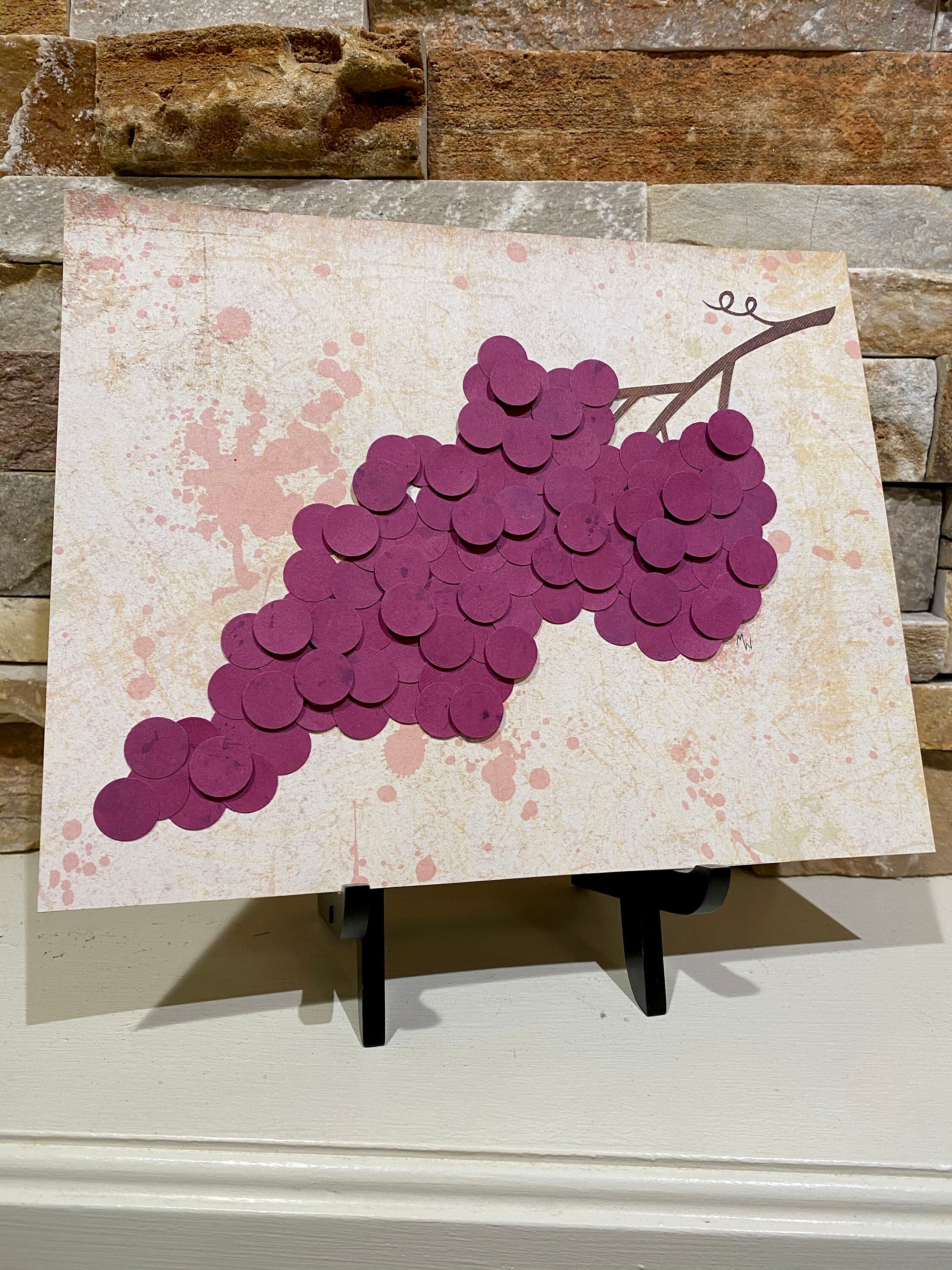 Grape Cutout Illustration, Handmade Kitchen Decor, Original Food Art ...