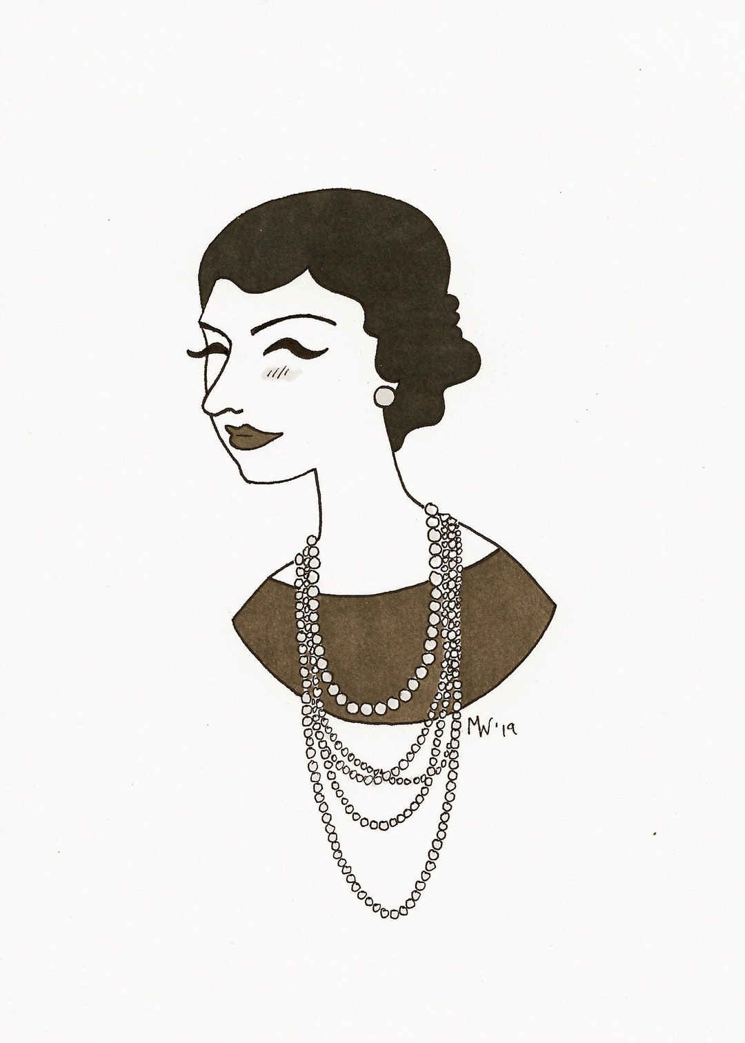 Coco Chanel Illustration, Vintage Fashion Drawing, Fashion Icon Marker ...