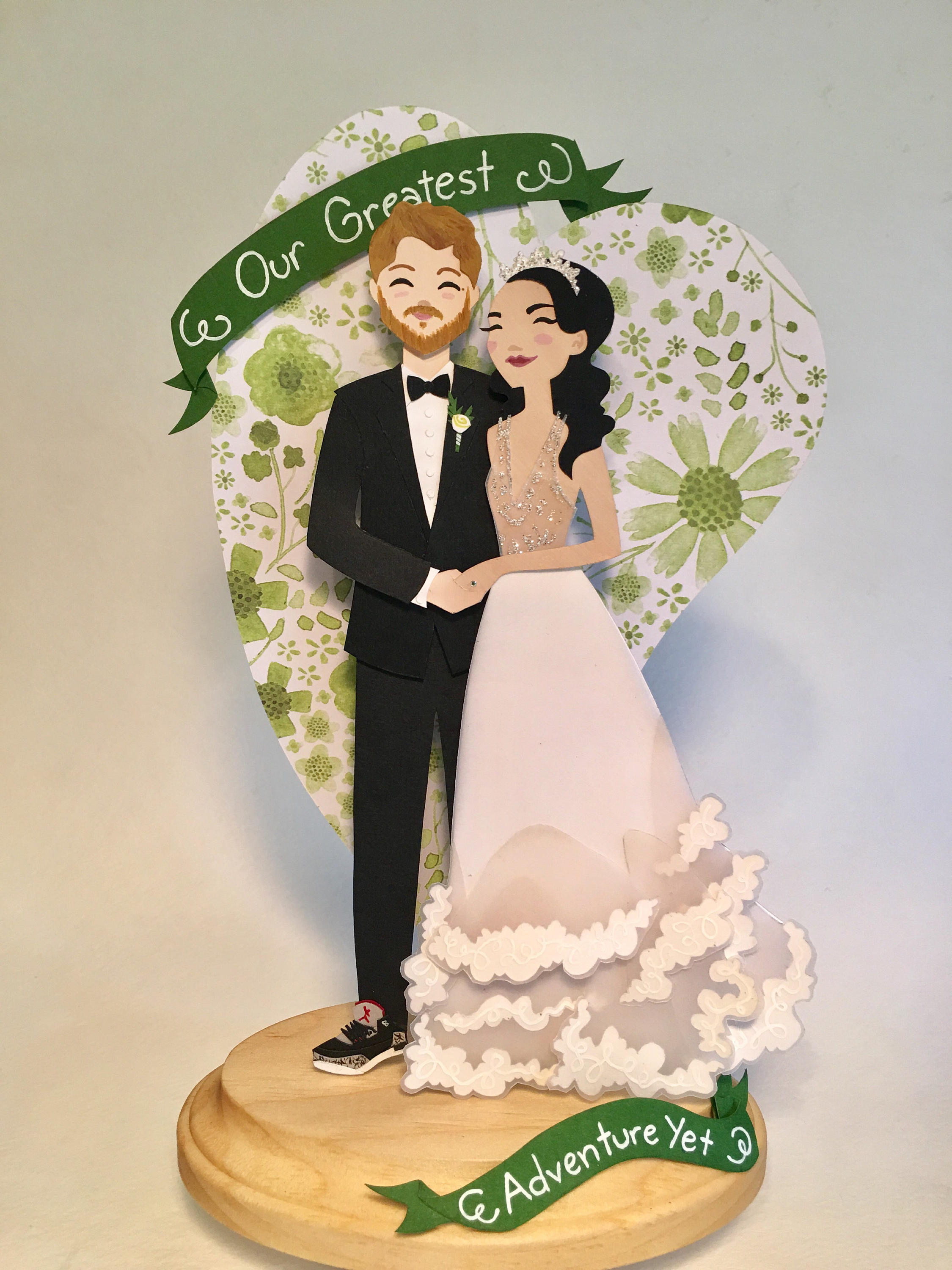 Wedding Couple Cake Topper With Heart Background Wedding Cake - Etsy