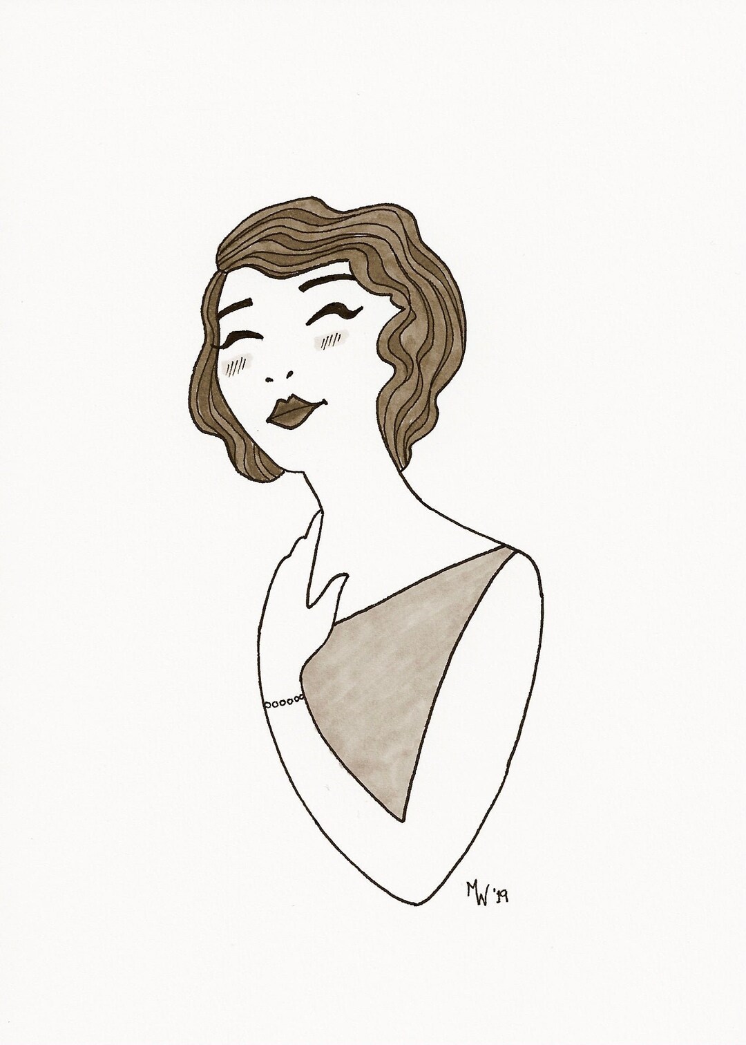 Mary Pickford Illustration, Vintage Fashion Drawing, Actress Marker ...