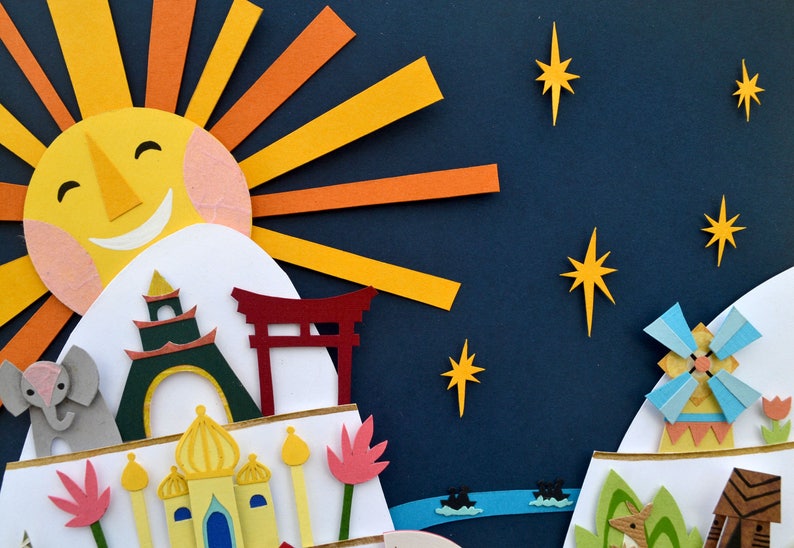 Small World Ride Paper Cutout Print, Family Illustration - Etsy