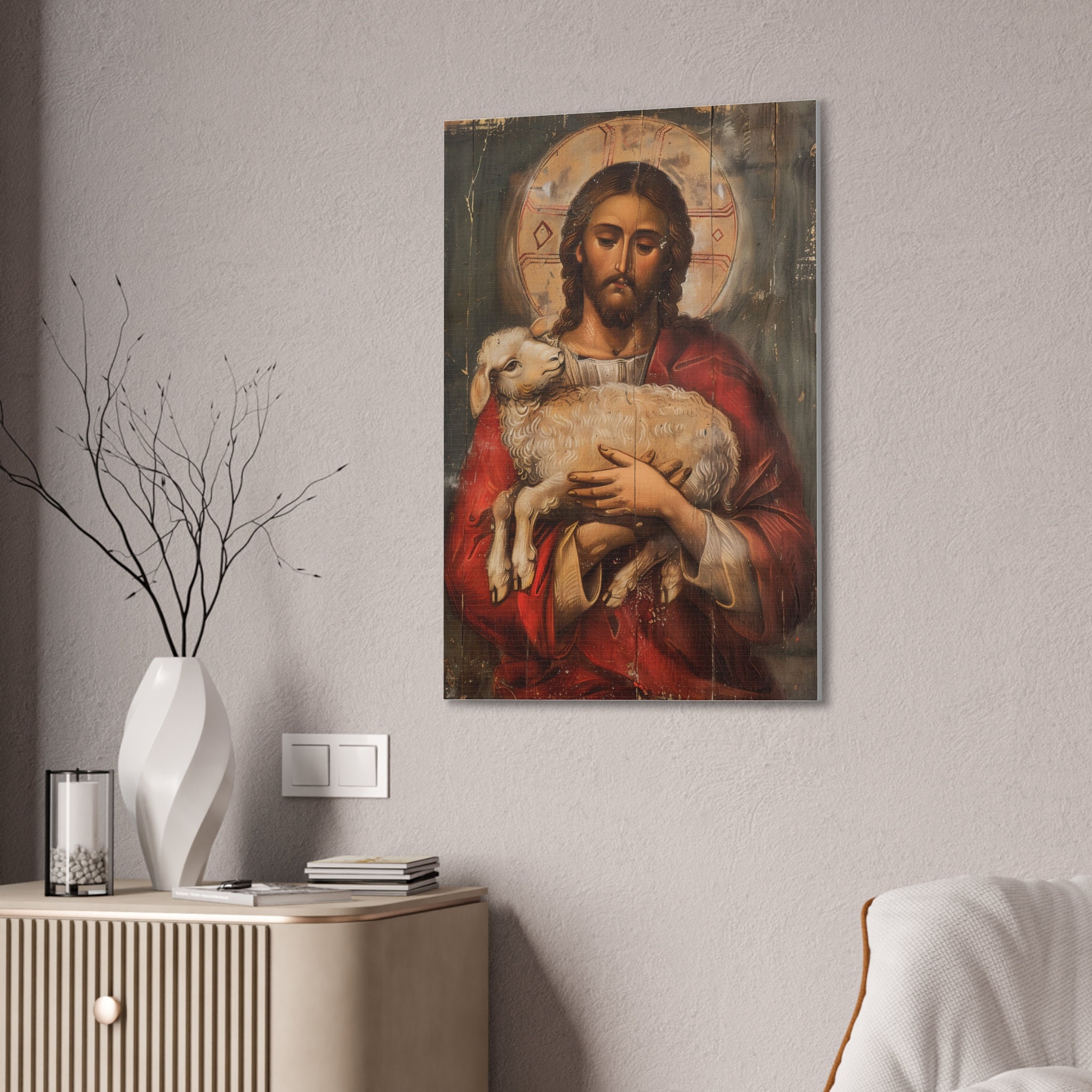 Jesus the Good Shepherd Iconography: Christian Art Print (digital ...