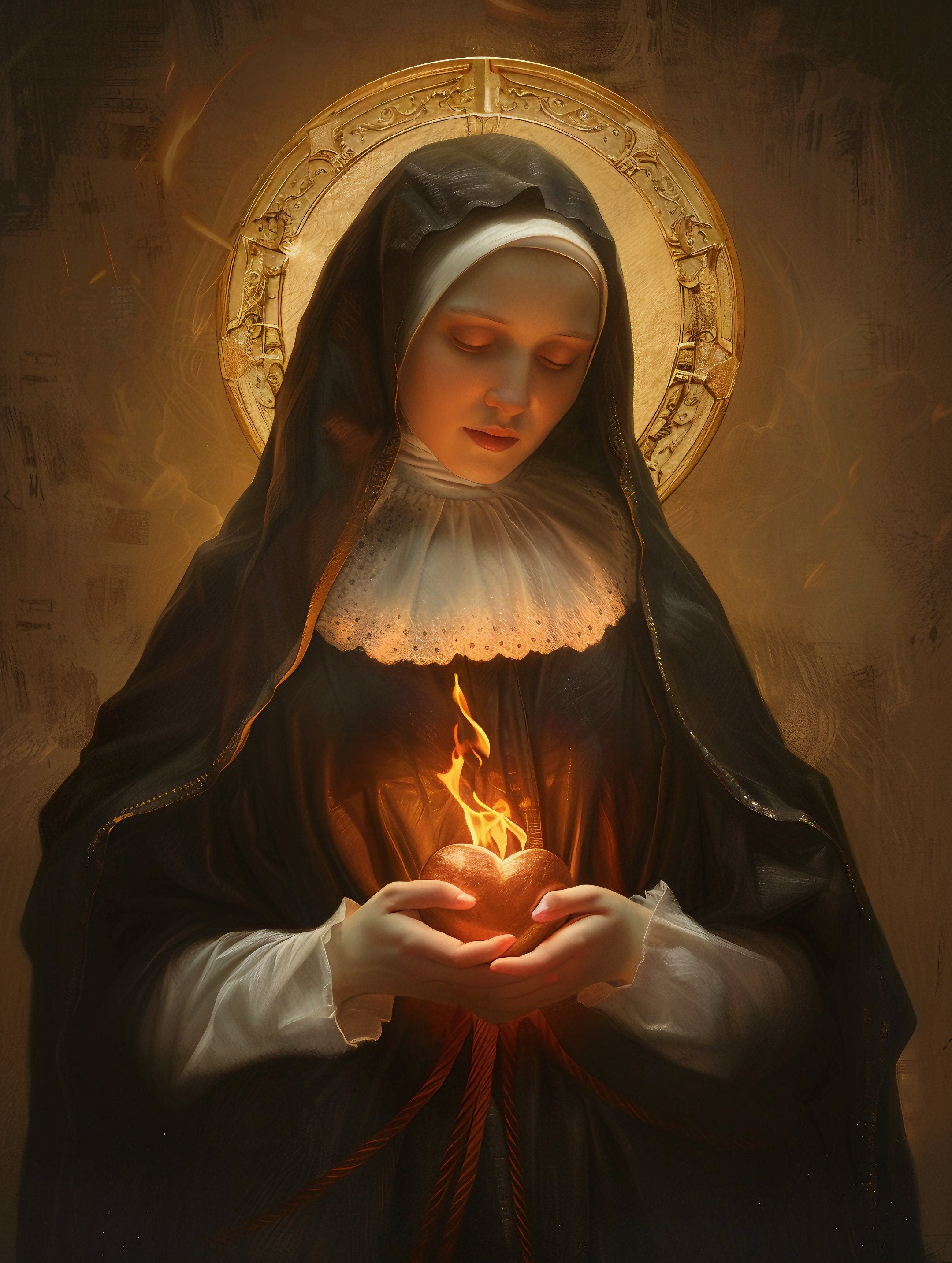 Saint Gertrude the Great | Catholic Art | Digital Oil Painting | Christian Artwork - Etsy