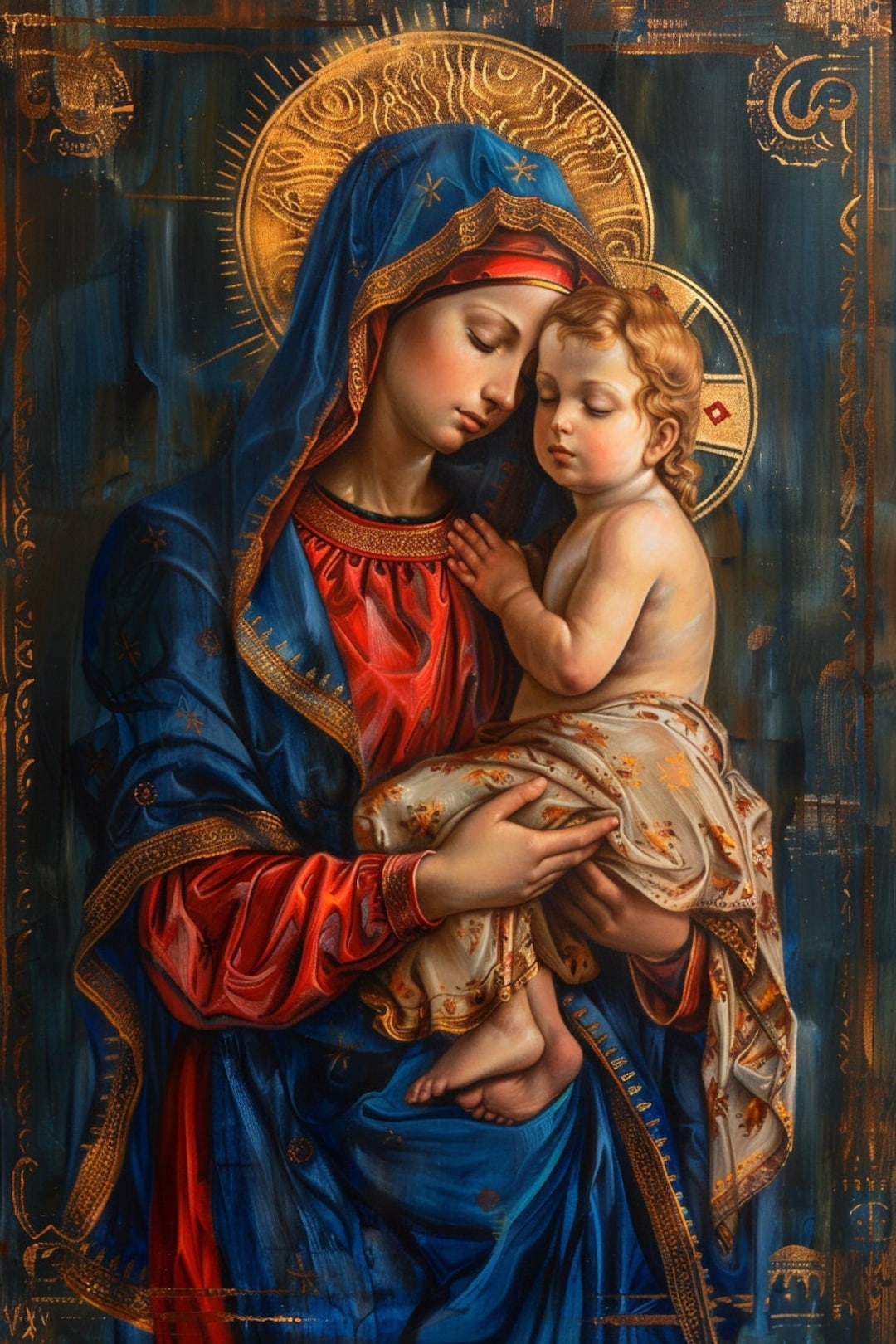 Virgin Mary With Baby Jesus - | Catholic Art | Digital Oil Painting ...