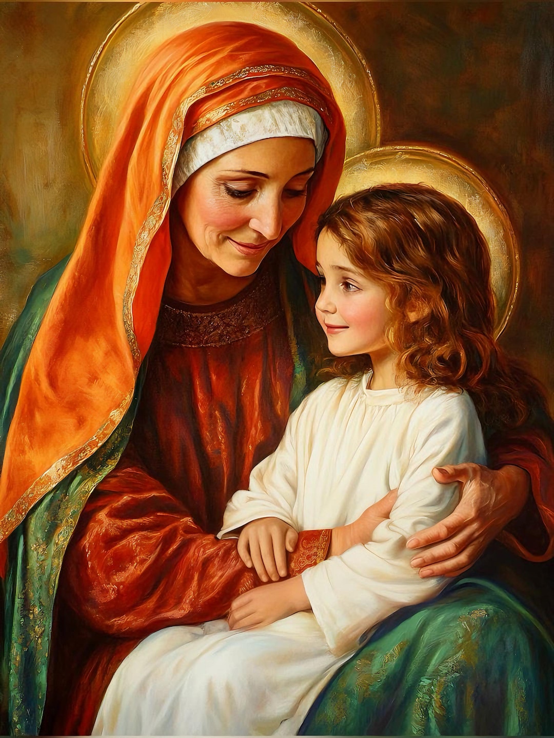 Saint Anne Mother of Mary | Catholic Art | Digital Oil Painting ...