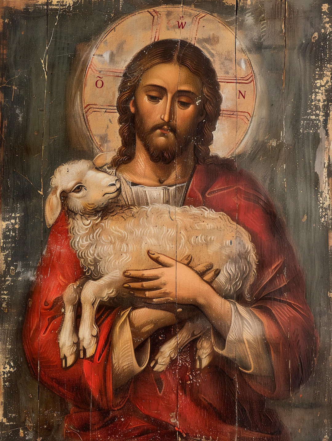 Jesus the Good Shepherd Iconography: Christian Art Print (digital ...