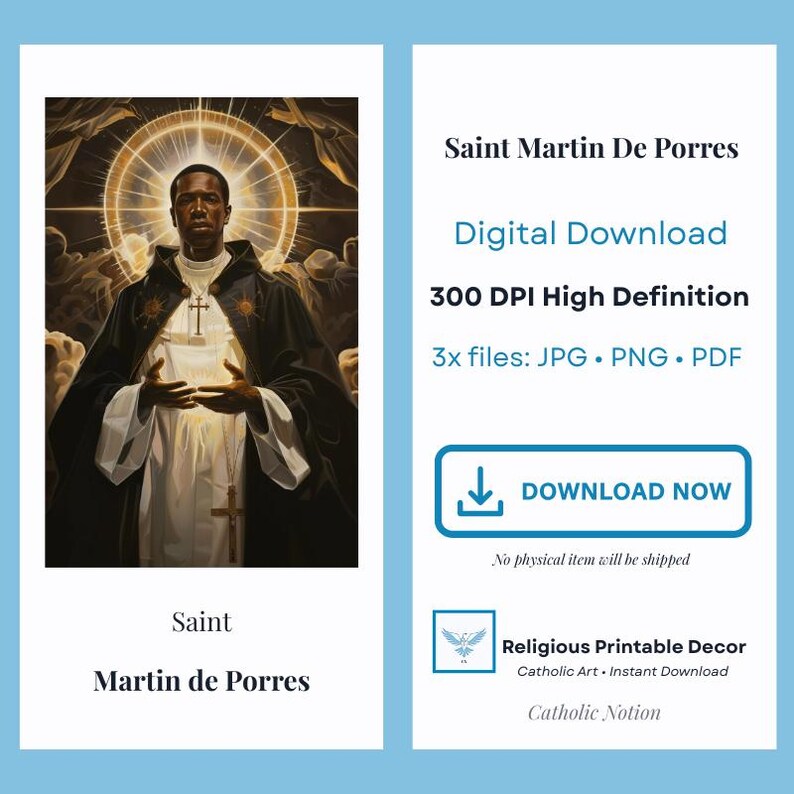 Saint Martin De Porres Art Print: Catholic Home Decor (digital Download ...