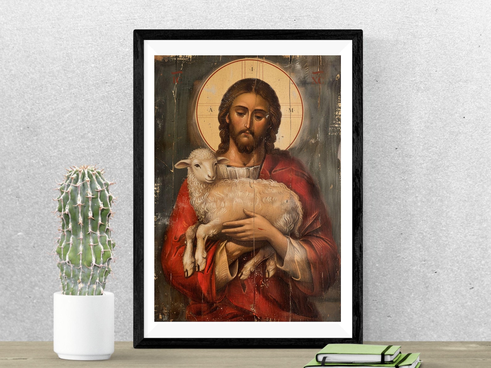 Jesus the Good Shepherd Iconography: Christian Art Print (digital ...