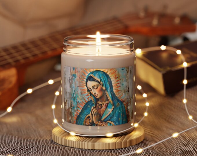 Mother Mary Prayer Candle, Ave Maria Candle, Unscented, Vegan, Soy ...