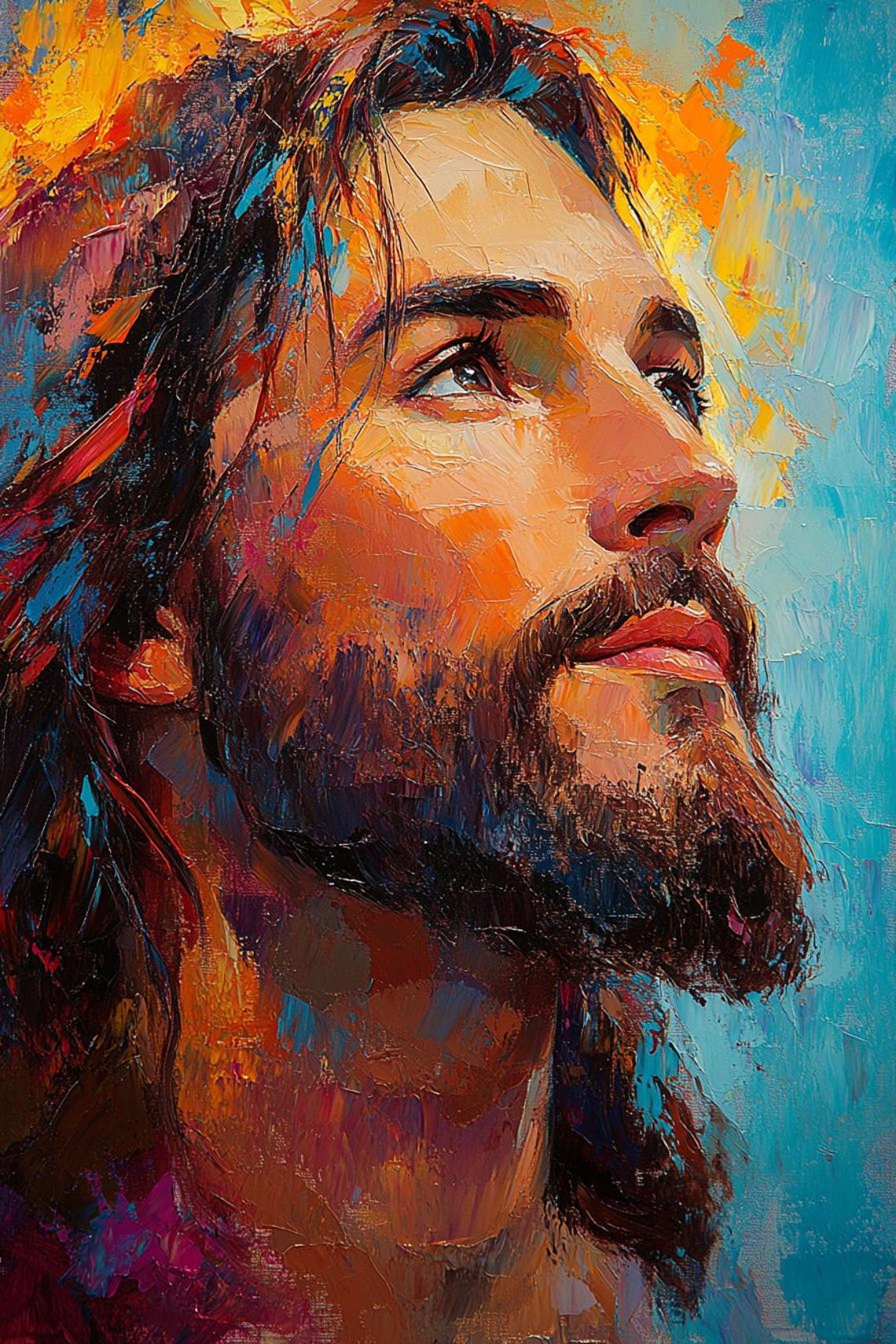 Jesus Christ Portrait: Modern Christian Art, Vibrant PNG (digital ...