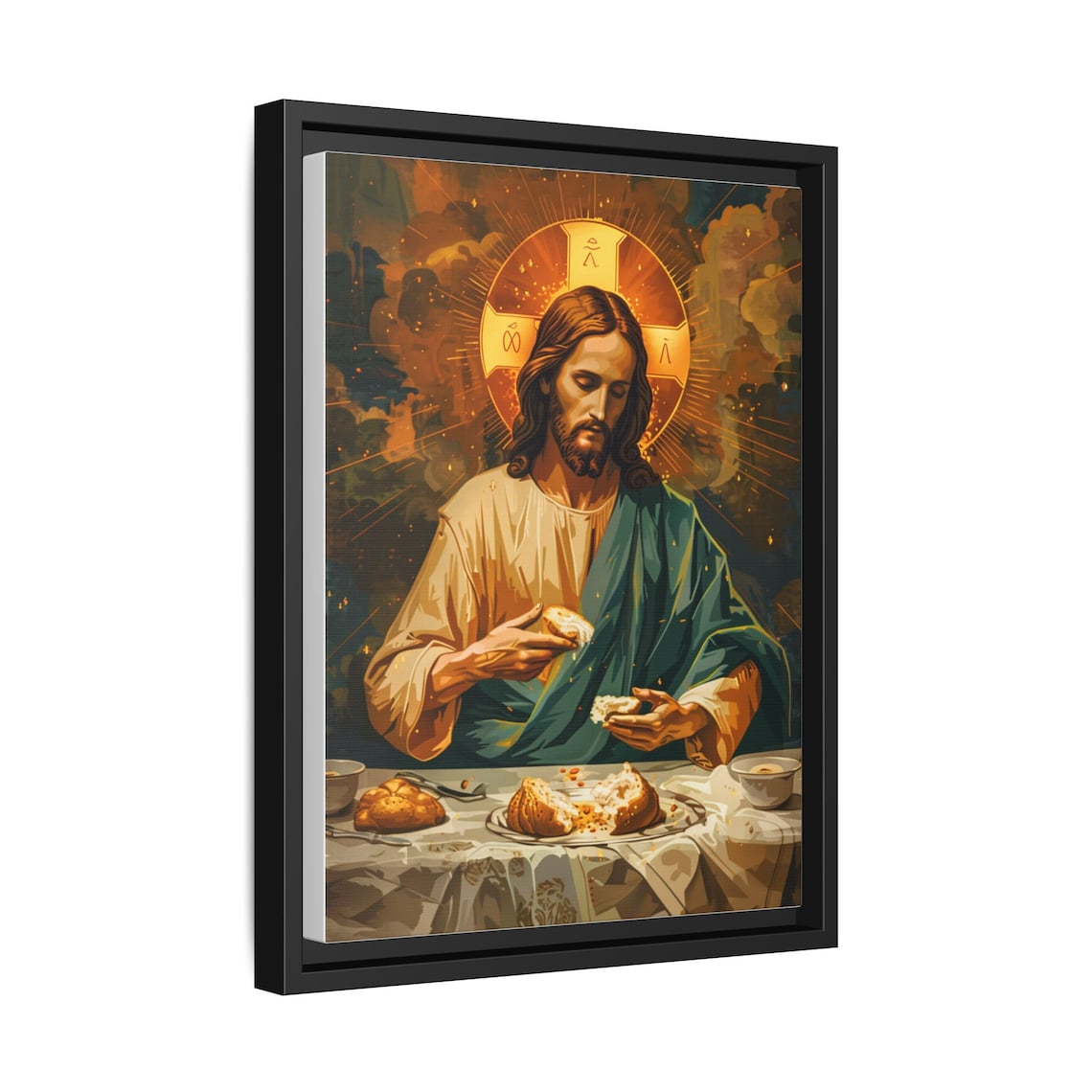 Jesus Breaking of Bread Catholic Art Digital Oil Painting Christian ...