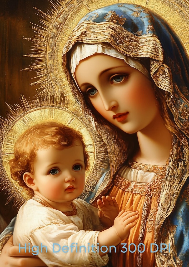 Mother Mary and Baby Jesus Catholic Art – Christian Marian Decor ...