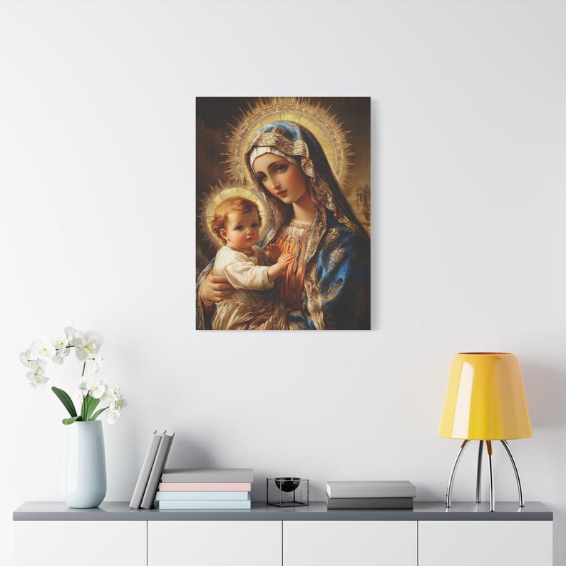 Mother Mary And Baby Jesus Catholic Art Christian Marian Decor