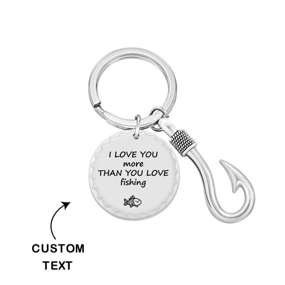 Custom Fishing Hook Keychain Personalized Metal Key Ring Father's Day ...